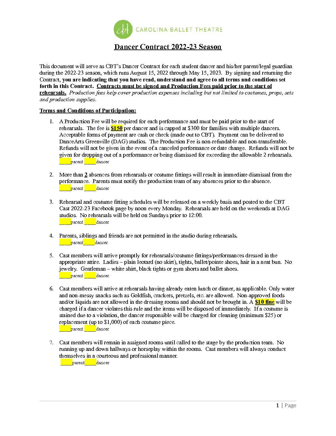 Dancer Contract 2022-23 – Carolina Ballet Theatre